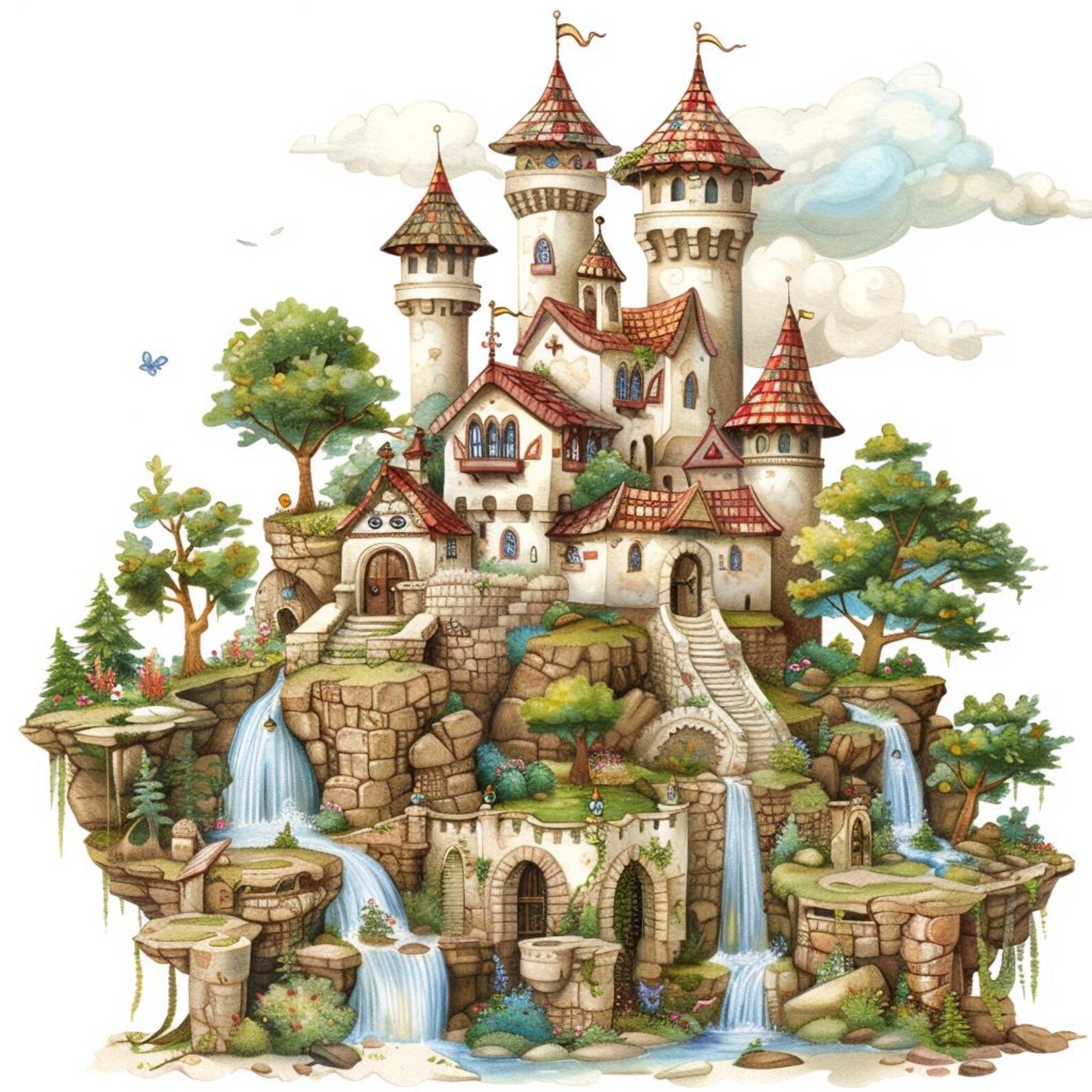 24 Enchanting Castle Clipart, Magical Floating Castle Graphic, Fantasy ...