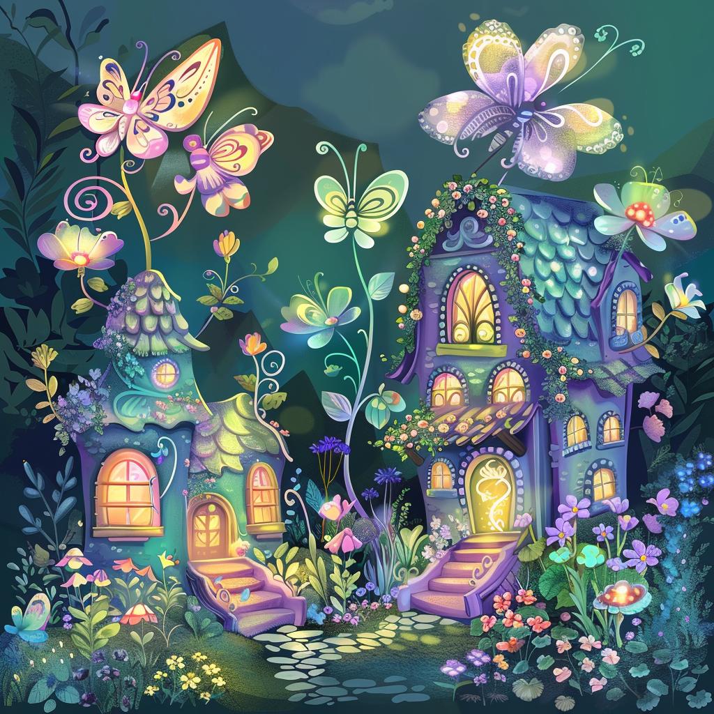 24 Enchanted Forest Fairytale Clipart, Magical Night Garden Cottage ...
