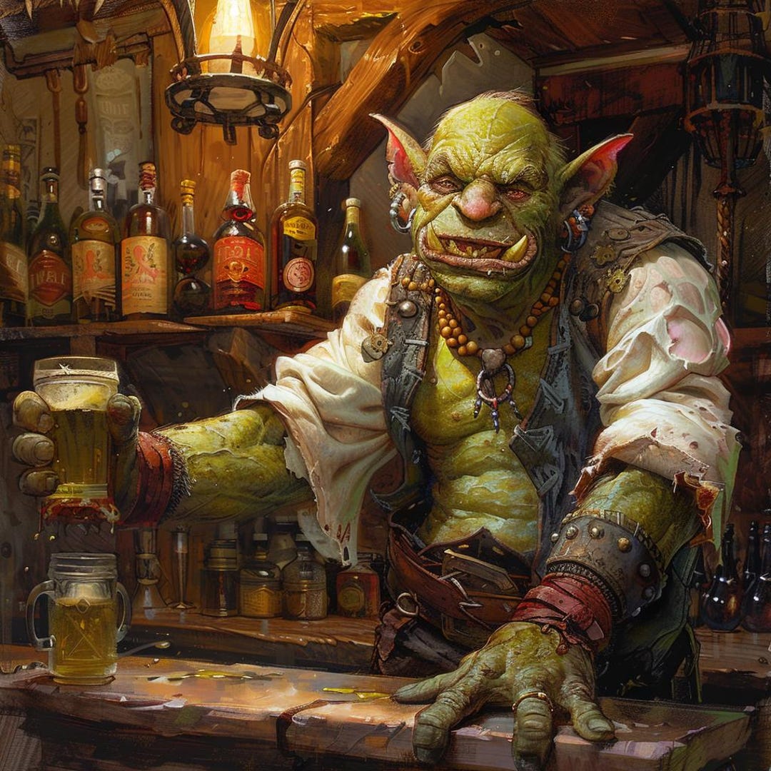 24 Fantasy Tavern Orc Clipart, Digital Download Illustration, Fantasy Bar Scene Art, Orc ...