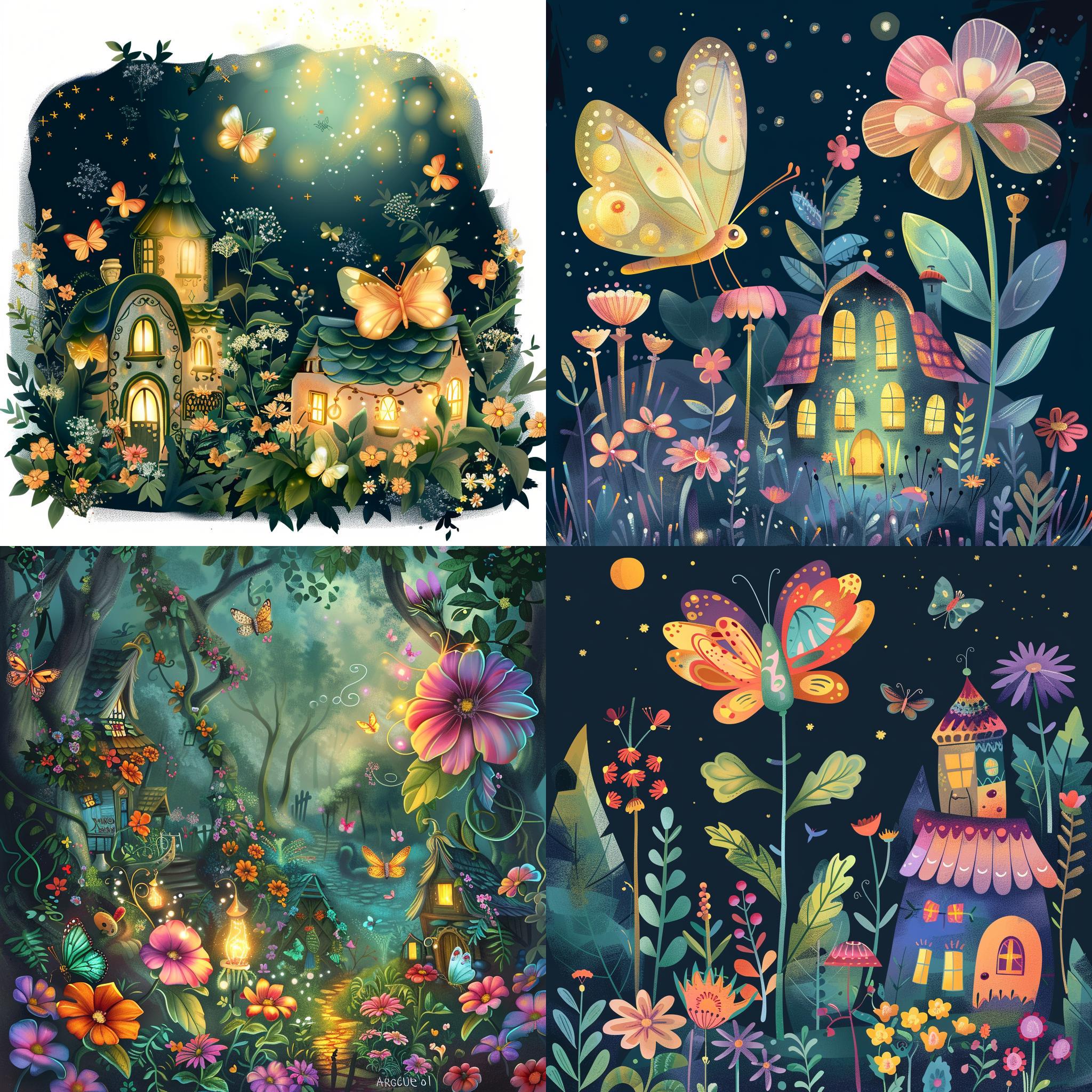 24 Enchanted Forest Fairytale Clipart, Magical Night Garden Cottage ...