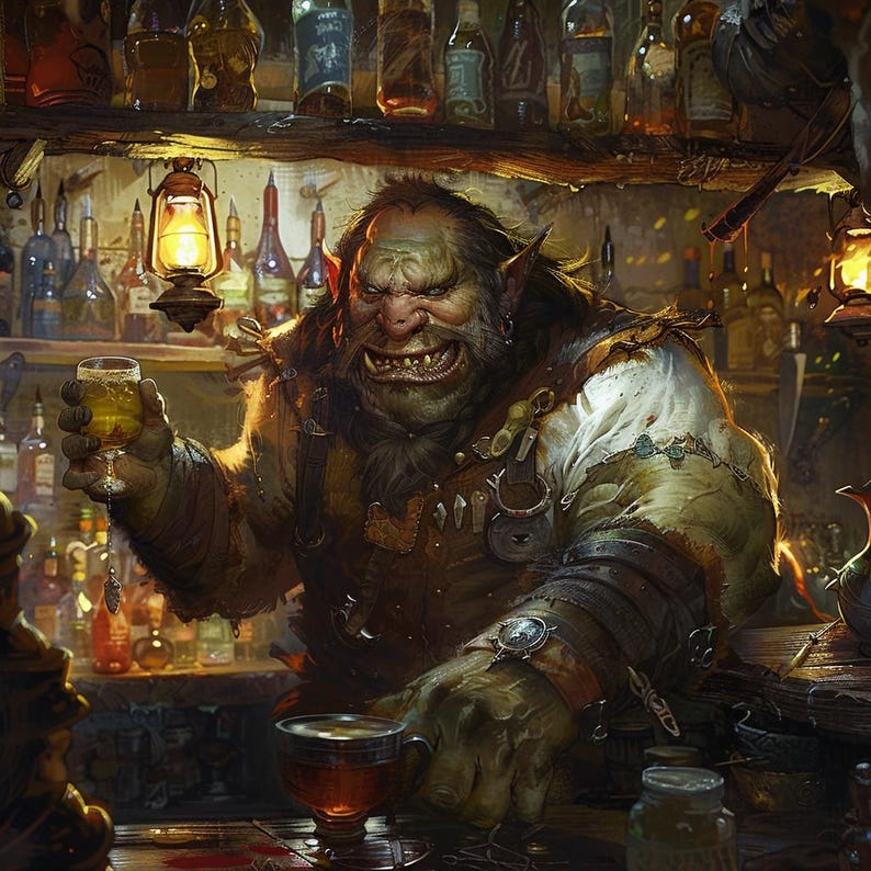 24 Fantasy Tavern Orc Clipart, Digital Download Illustration, Fantasy ...
