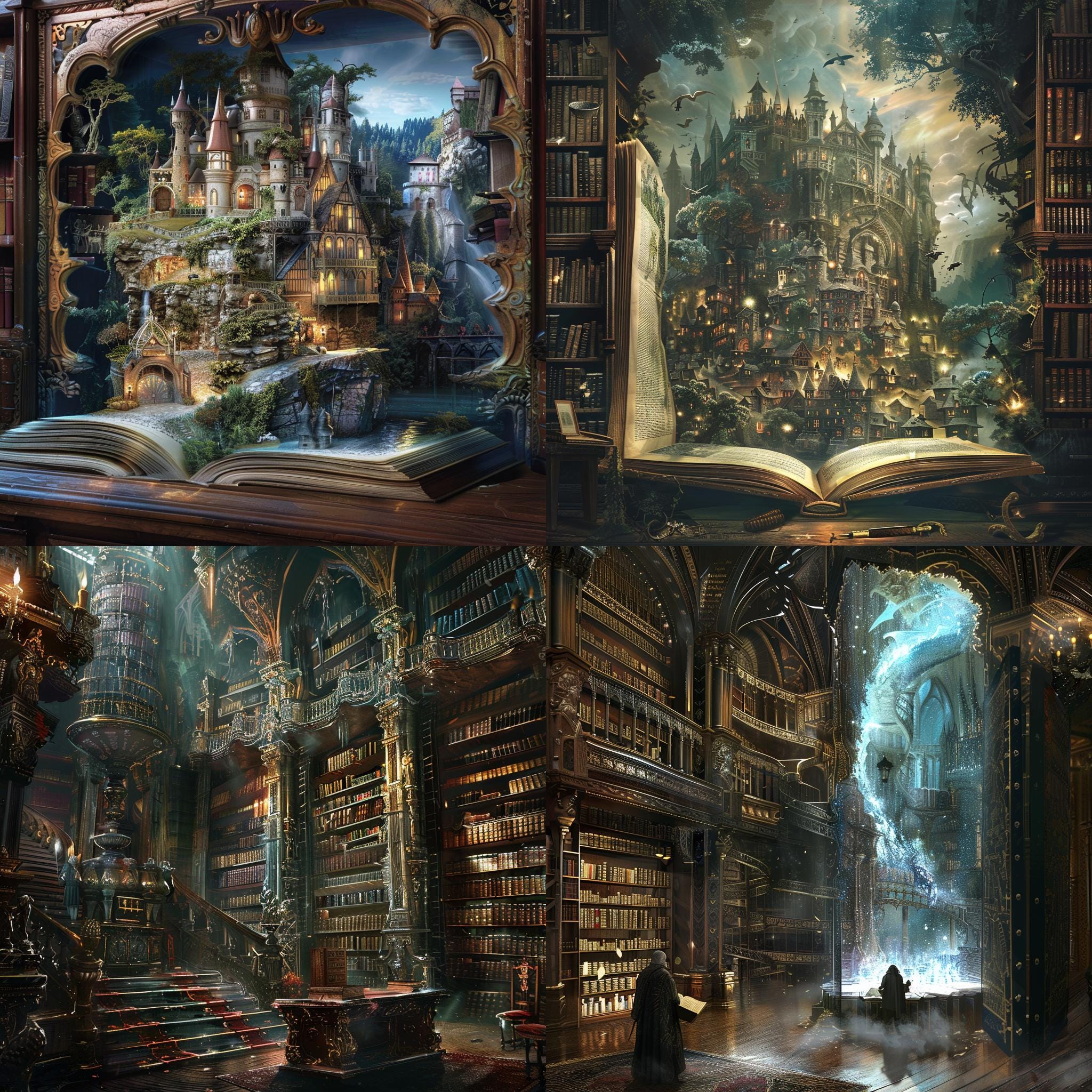 24 Magical Fantasy Castle Clipart, Enchanted Library Illustration ...