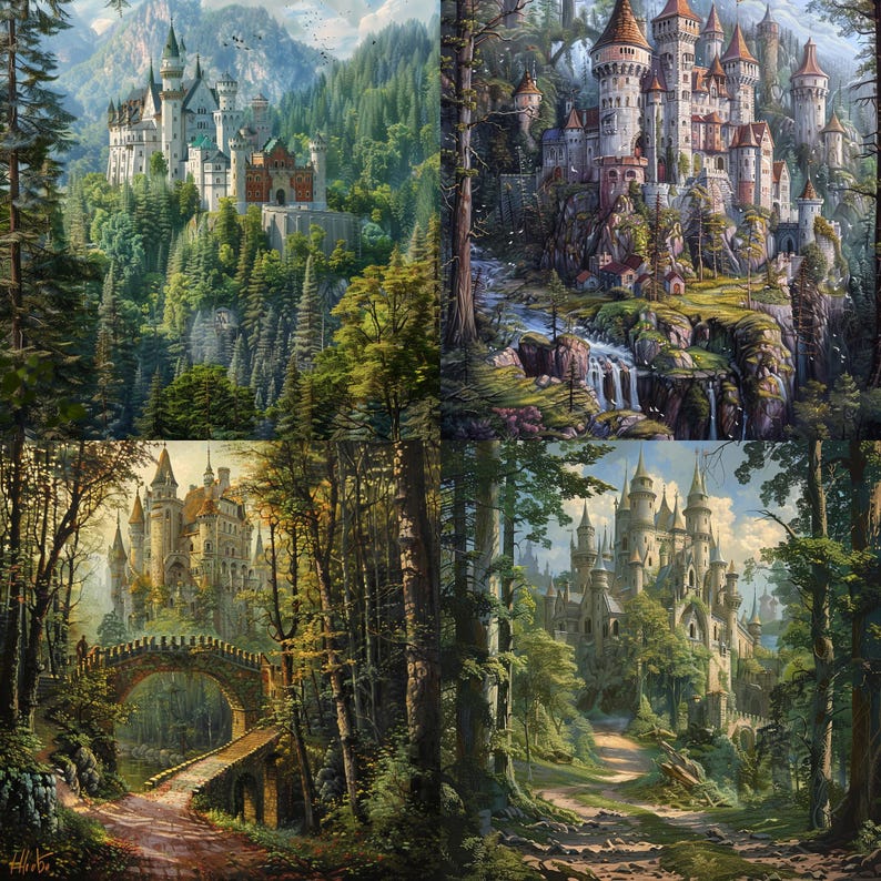 24 Enchanted Forest Castle Clipart Fantasy Art Digital Download ...