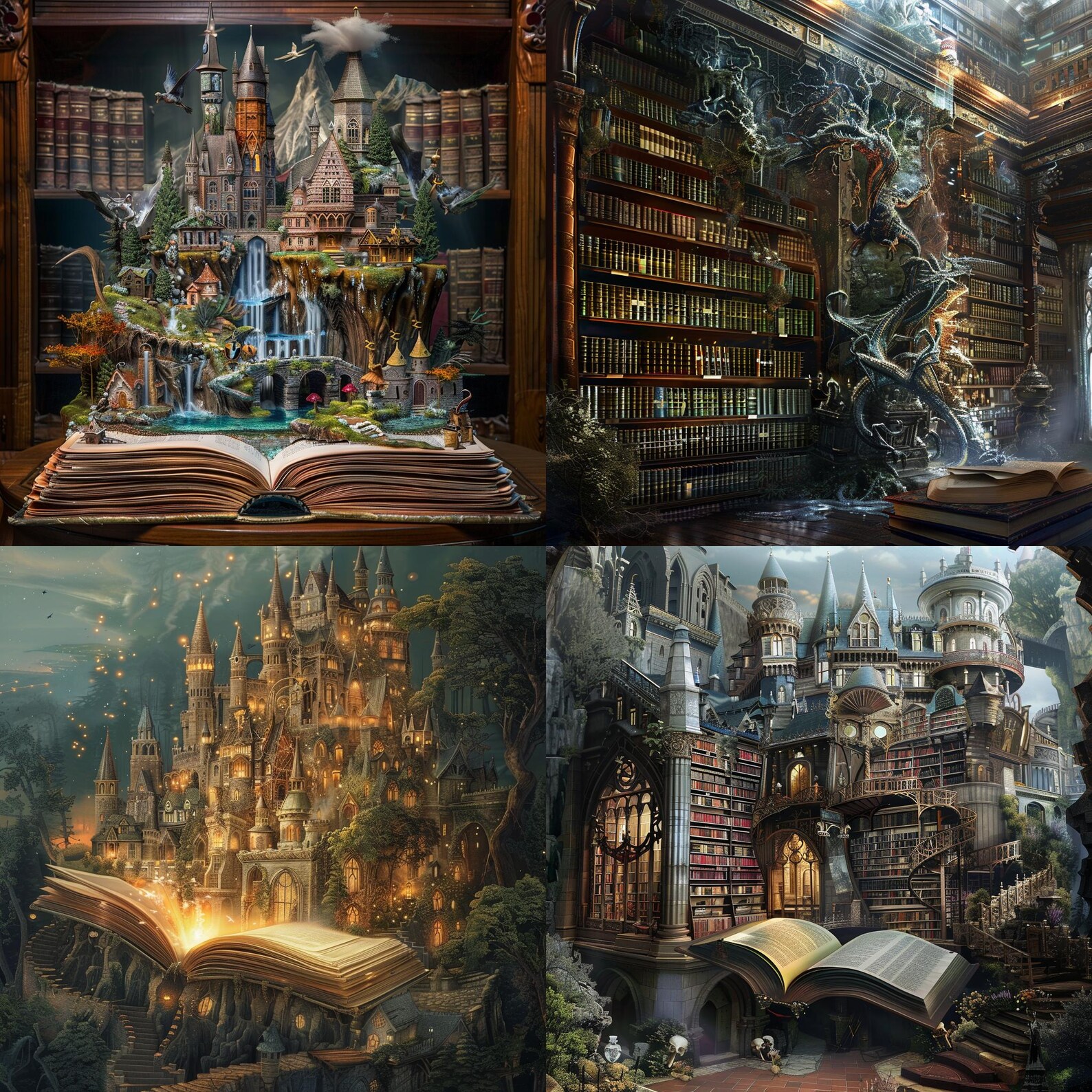 24 Magical Fantasy Castle Clipart, Enchanted Library Illustration ...
