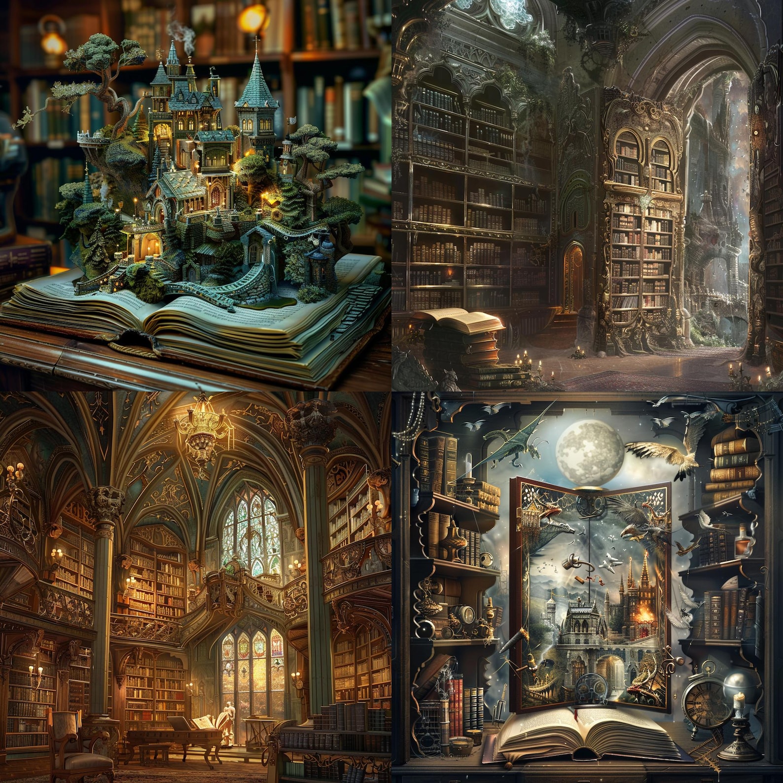 24 Magical Fantasy Castle Clipart, Enchanted Library Illustration ...