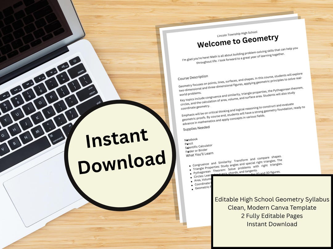 Editable Geometry Syllabus | Canva Template | Clean, Modern & Easy to ...