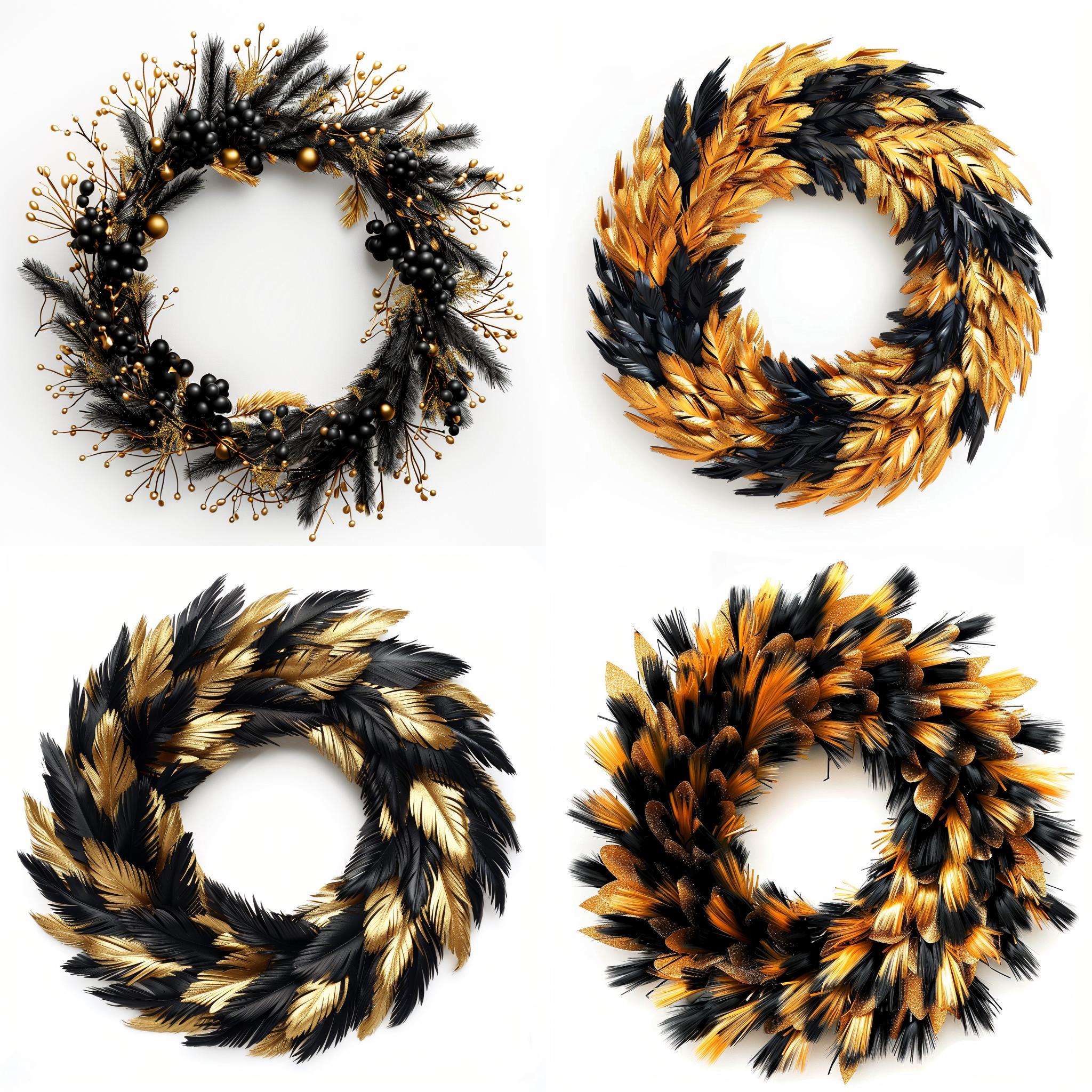 20 Autumn Fall Wreath Clipart Black and Gold Wreath Digital Download ...