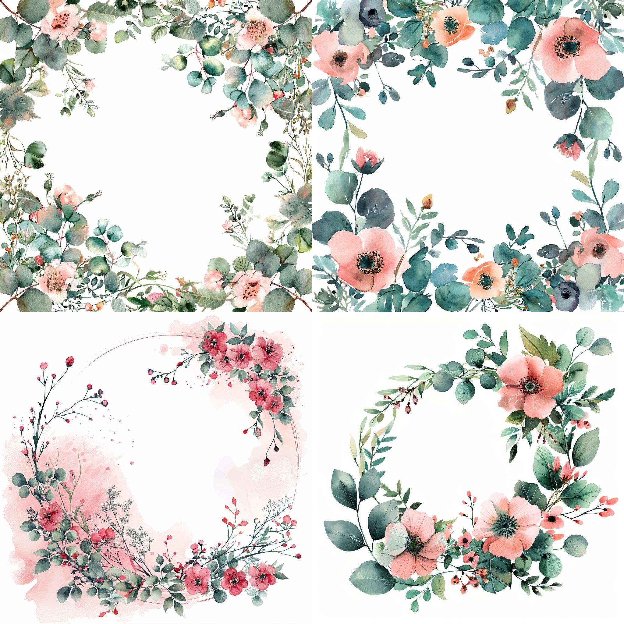 24 Watercolor Floral Clipart Collection, Hand-painted Flower ...
