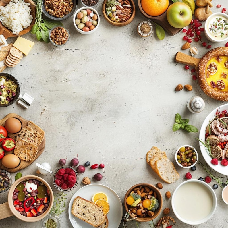 24 Fresh Food Border Clipart, Fruits and Vegetables Clipart, Kitchen ...