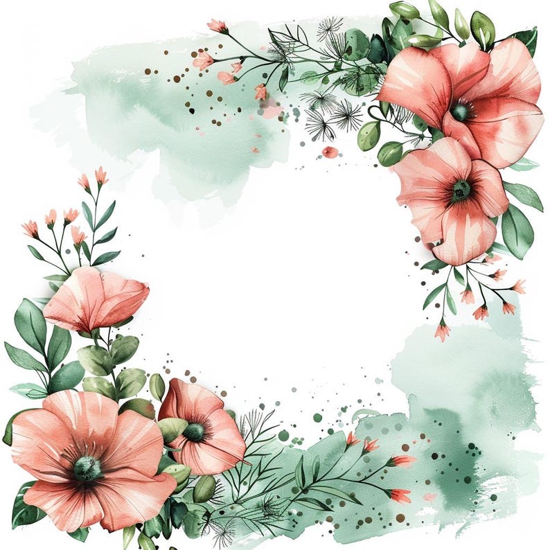 24 Watercolor Floral Clipart Collection, Hand-painted Flower ...