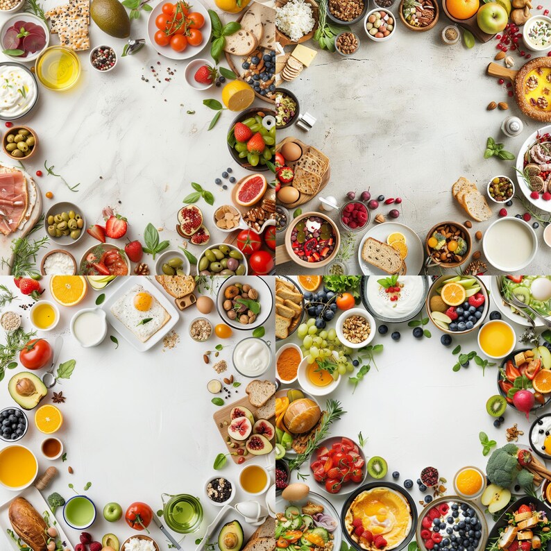 24 Fresh Food Border Clipart, Fruits and Vegetables Clipart, Kitchen ...