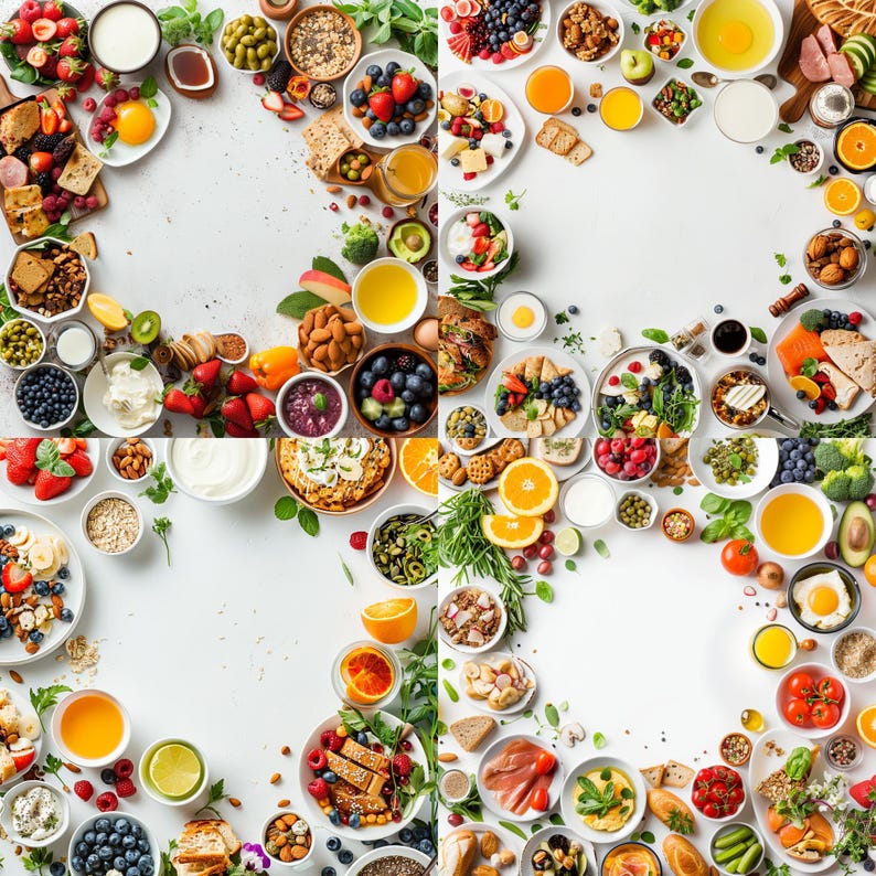 24 Fresh Food Border Clipart, Fruits and Vegetables Clipart, Kitchen ...