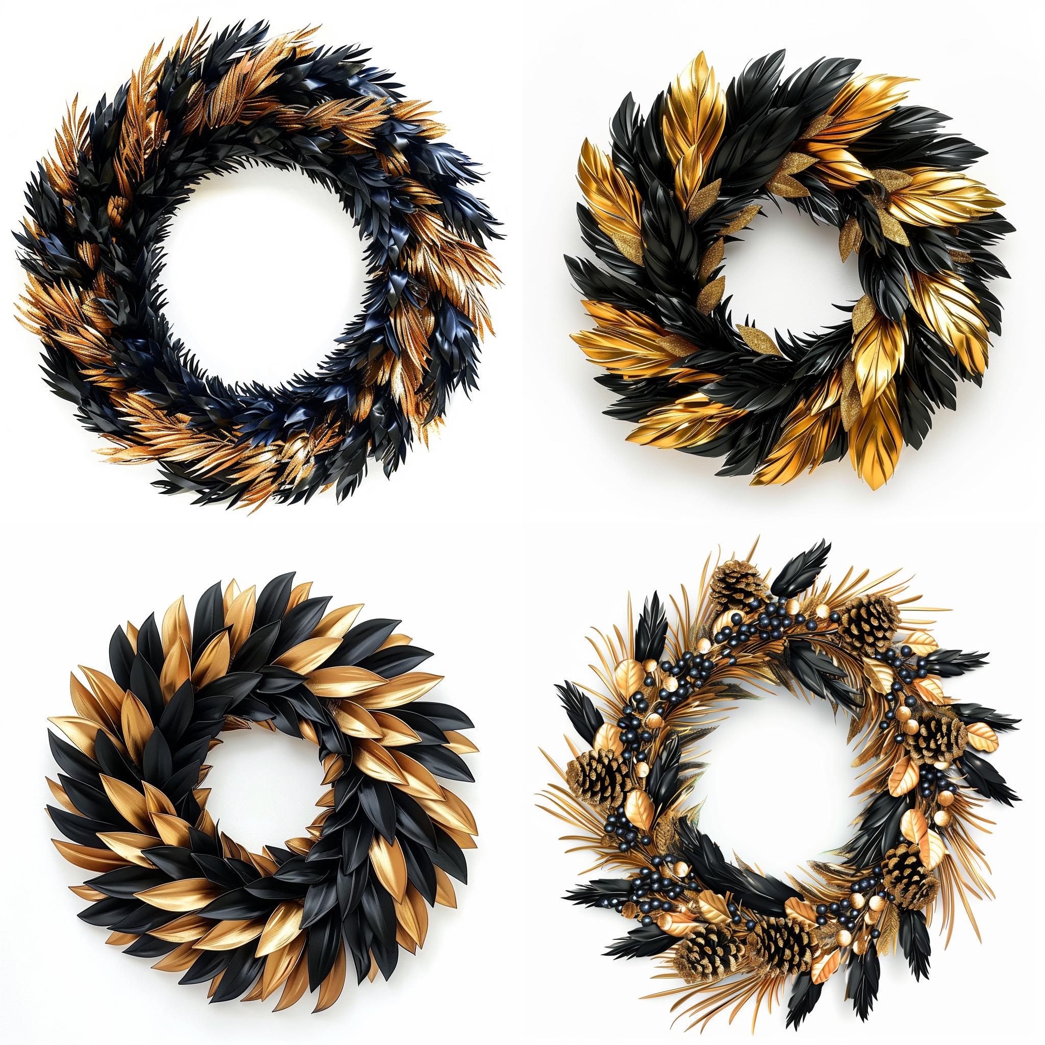 20 Autumn Fall Wreath Clipart Black and Gold Wreath Digital Download ...