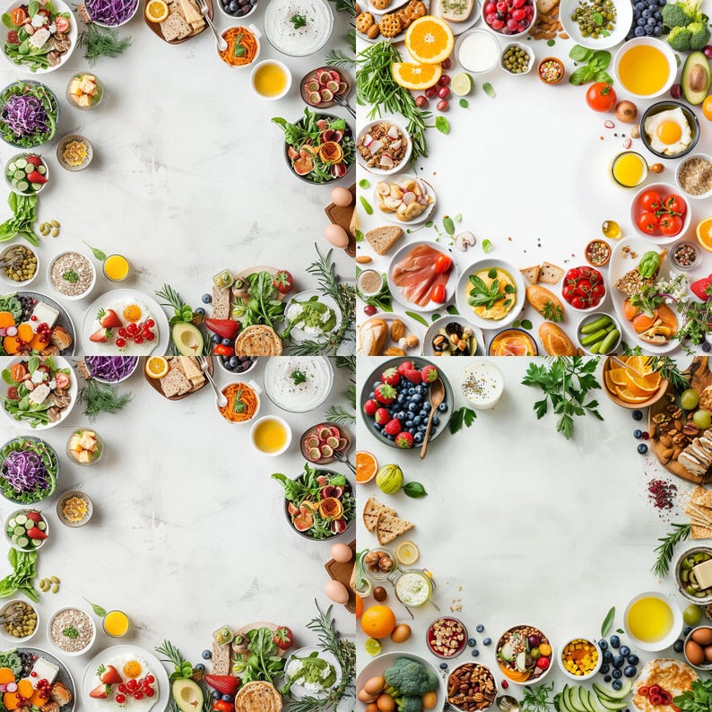 24 Fresh Food Border Clipart, Fruits and Vegetables Clipart, Kitchen ...