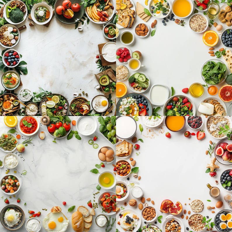 24 Fresh Food Border Clipart, Fruits and Vegetables Clipart, Kitchen ...