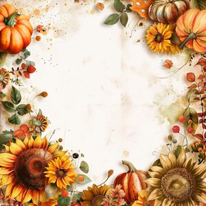 24 Fall Sunflower Pumpkin Clipart, Autumn Floral Digital Download ...
