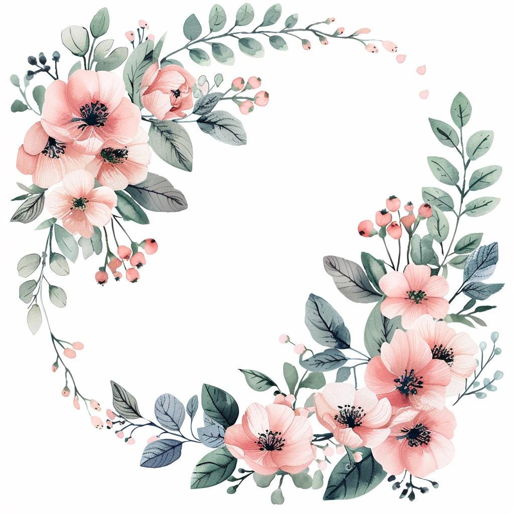 24 Watercolor Floral Clipart Collection, Hand-painted Flower ...