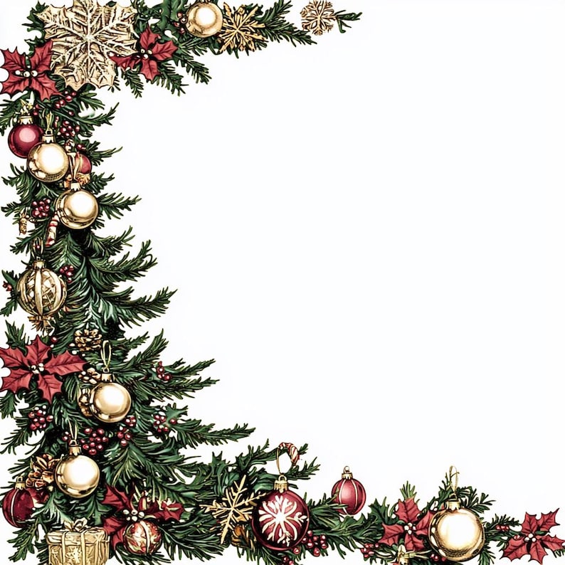 22 Christmas Corner Border Clipart, Holiday Frame Clipart, Festive ...