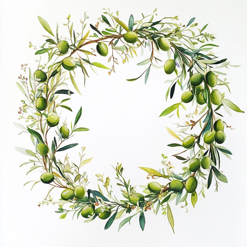 24 Olive Wreath Clipart, Greenery Wreath Digital Download, Botanical ...