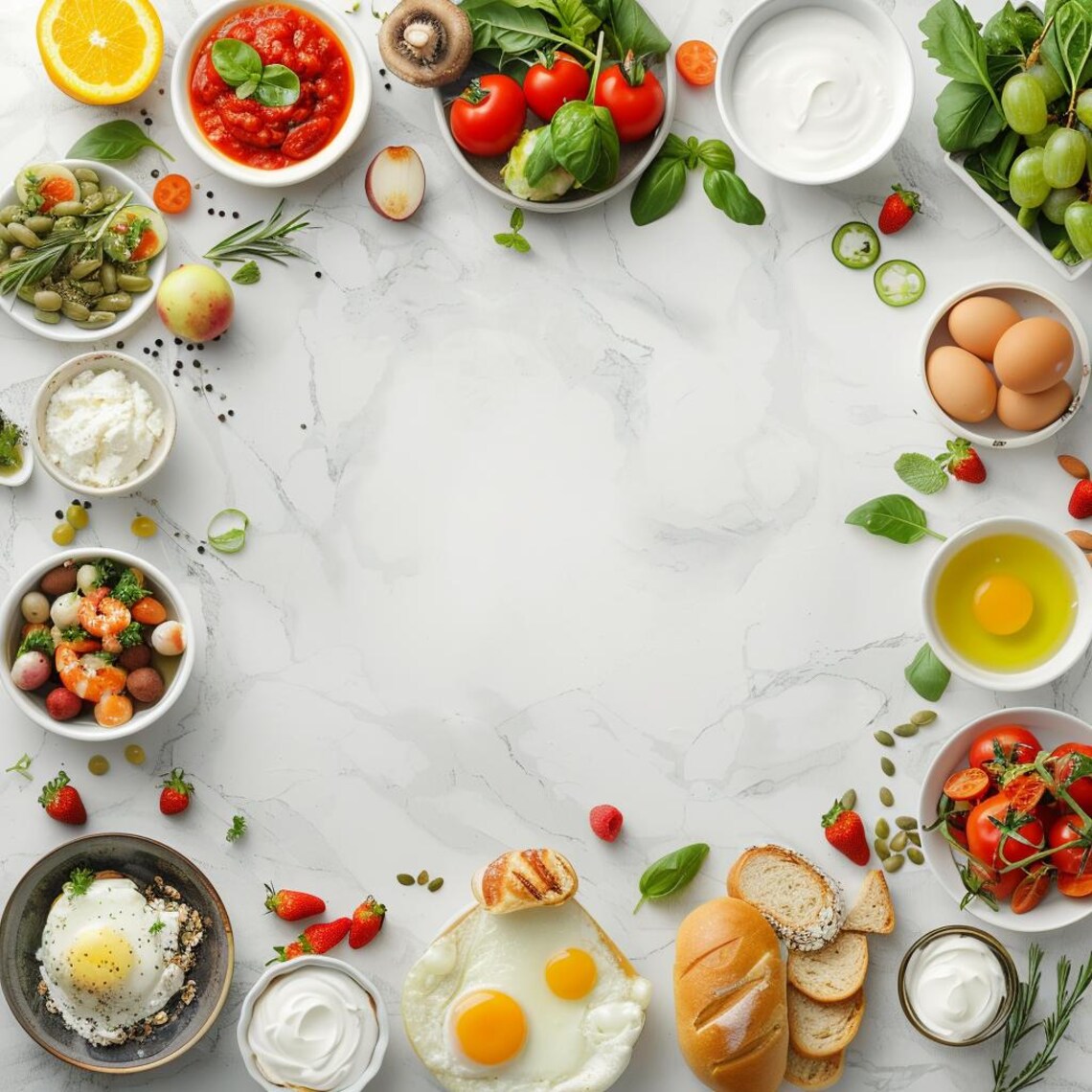 24 Fresh Food Border Clipart, Fruits and Vegetables Clipart, Kitchen ...