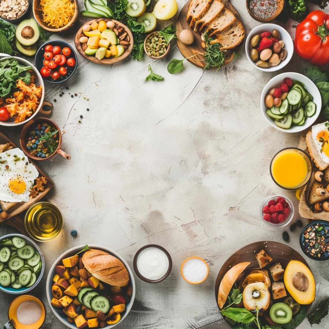 24 Fresh Food Border Clipart, Fruits and Vegetables Clipart, Kitchen ...