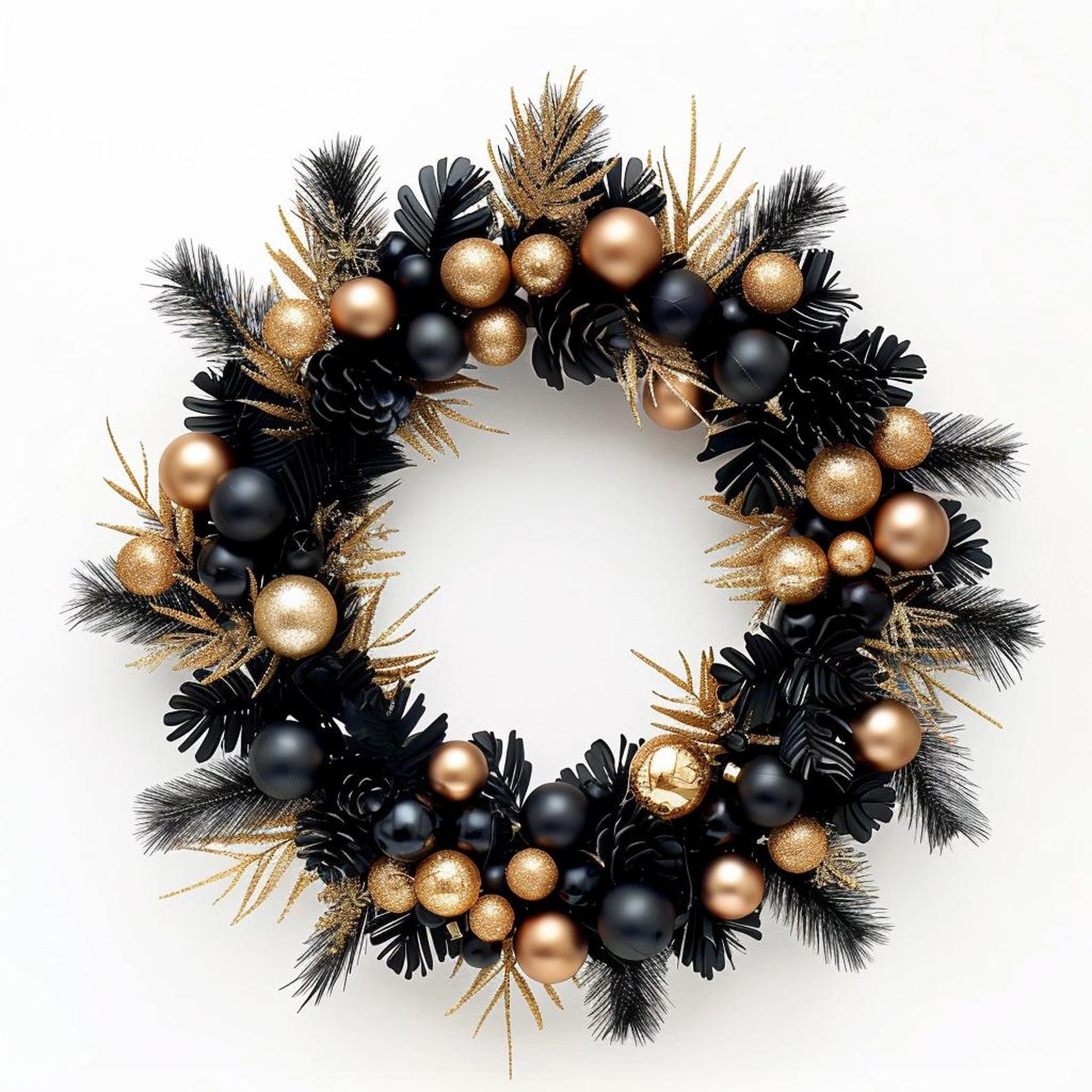 20 Autumn Fall Wreath Clipart Black and Gold Wreath Digital Download ...