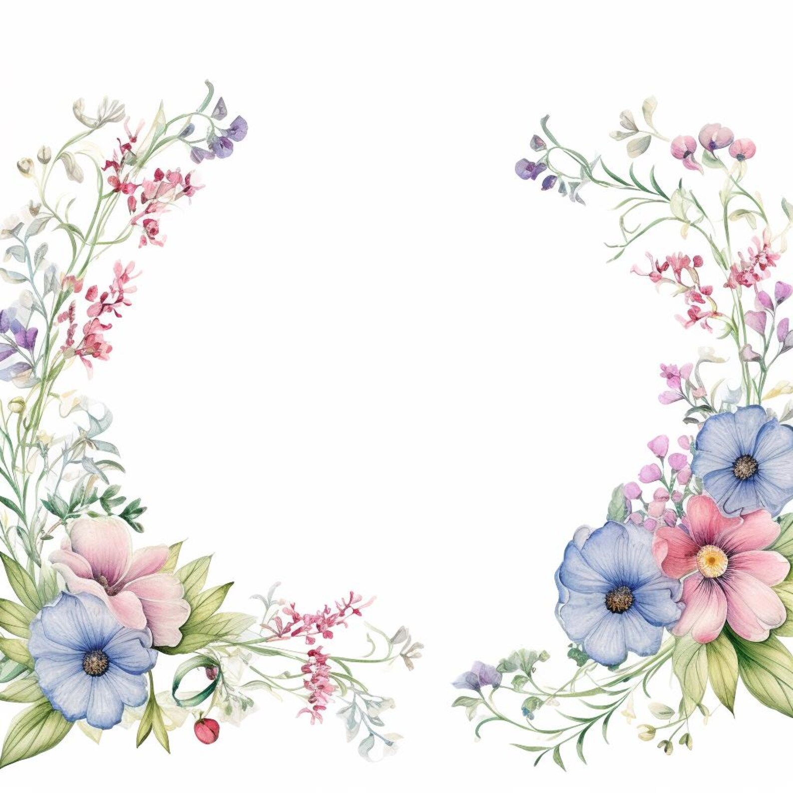 68 Beautiful Floral Clipart, Botanical Frame Clipart, Flower Border ...