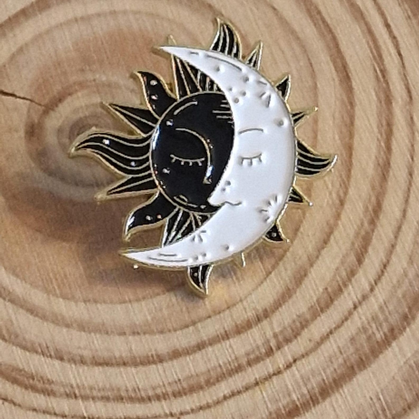 Sun and Moon Brooch, Split Enamel Pin, Bags Accessories, Altar Cloth ...