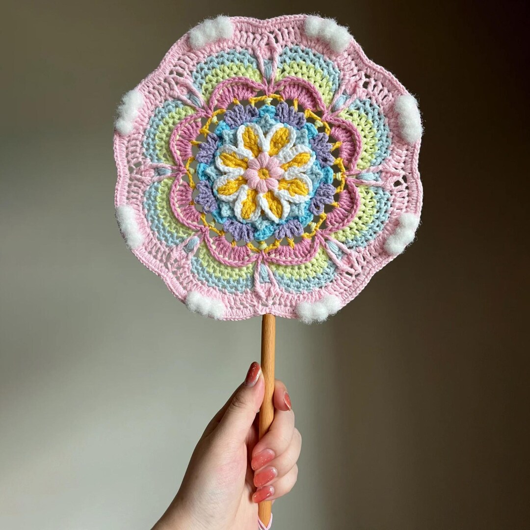 Hanfu Fan, Pink Hand-held Round Fan, Gradient Flower Fan, Women's Hanfu ...