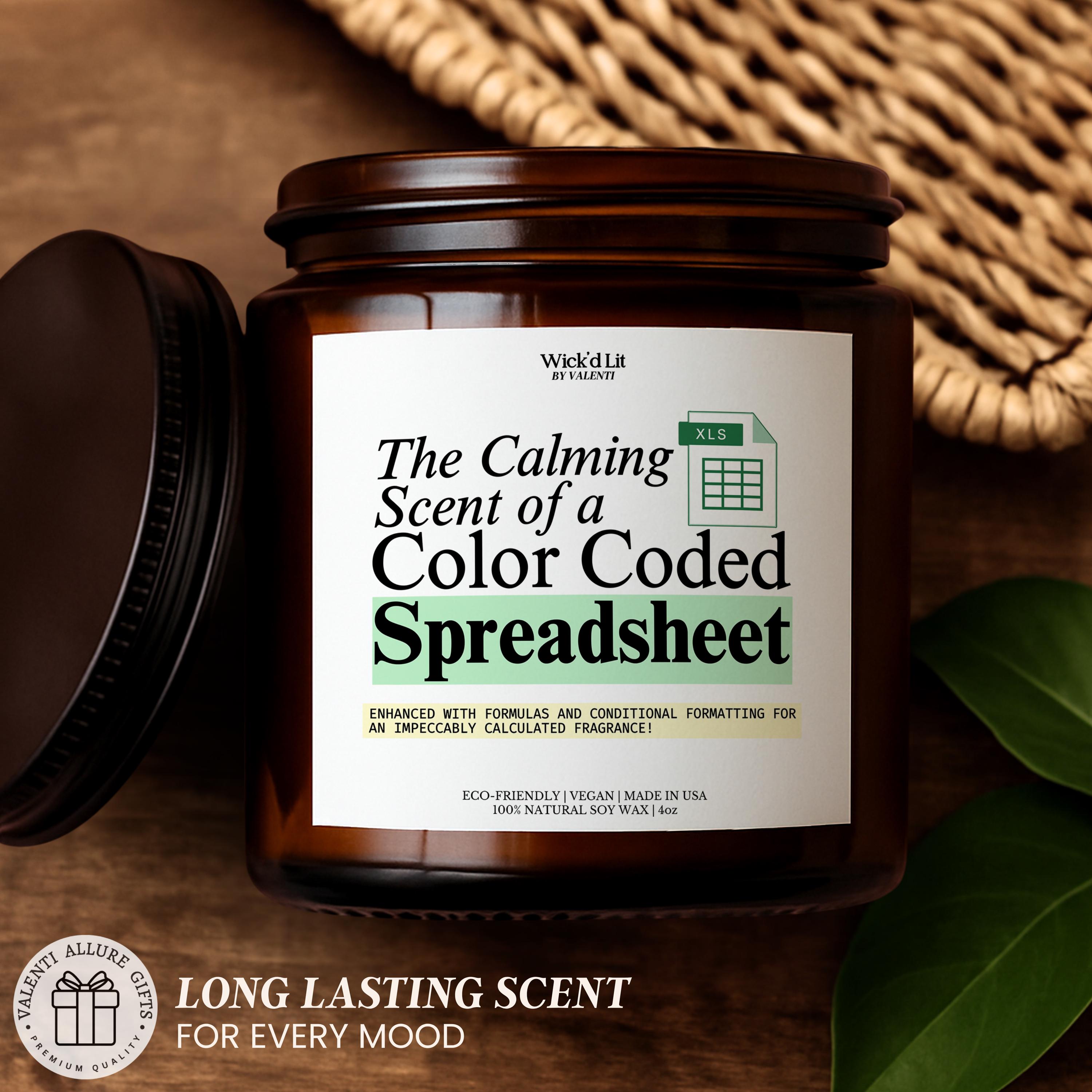 The Calming Scent of a Color Coded Spreadsheet Humor Candle, Custom ...