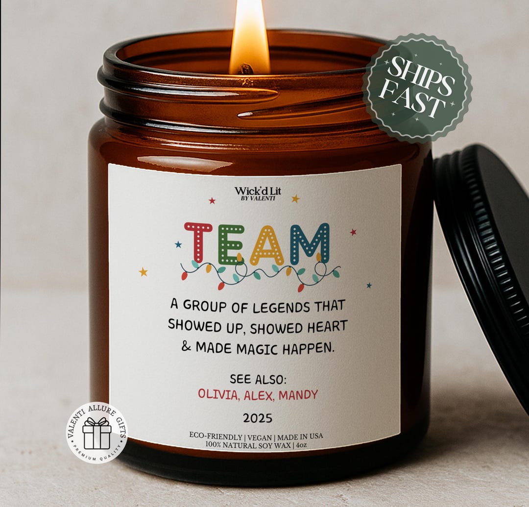 Team Gift Candle, Employee Appreciation Candle, Personalized Team ...