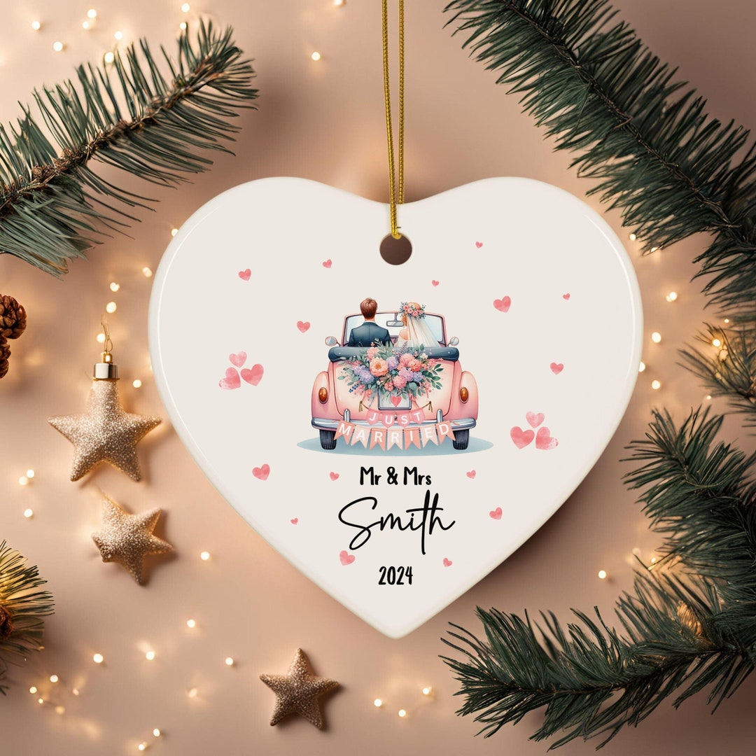 First Christmas Married Ornament, Personalized First Christmas Keepsake ...