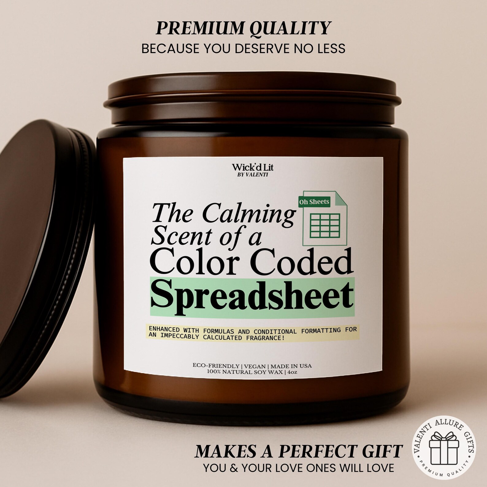 The Calming Scent of a Color Coded Spreadsheet Humor Candle, Custom ...