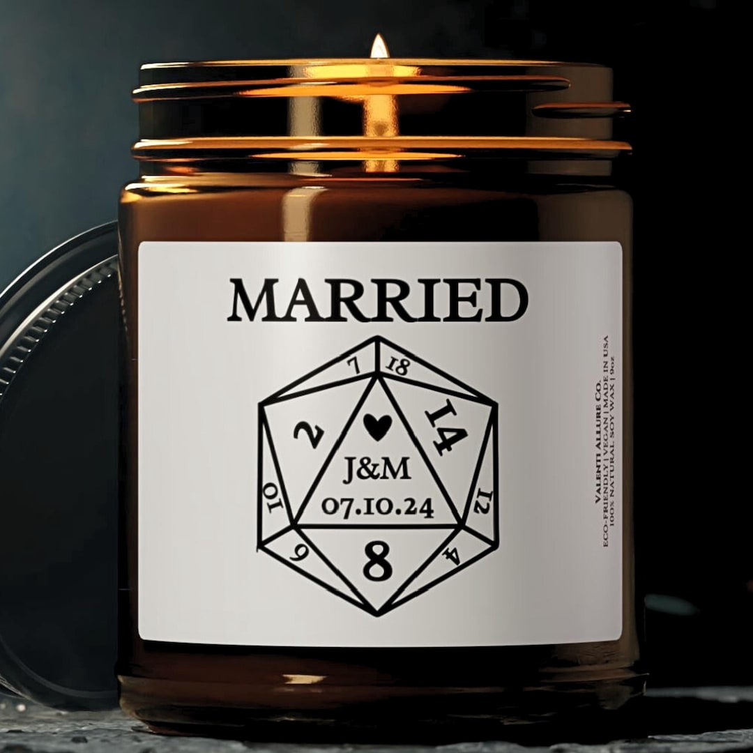 Personalized Wedding Dnd Dice Candle Gift - Custom Married D20 ...