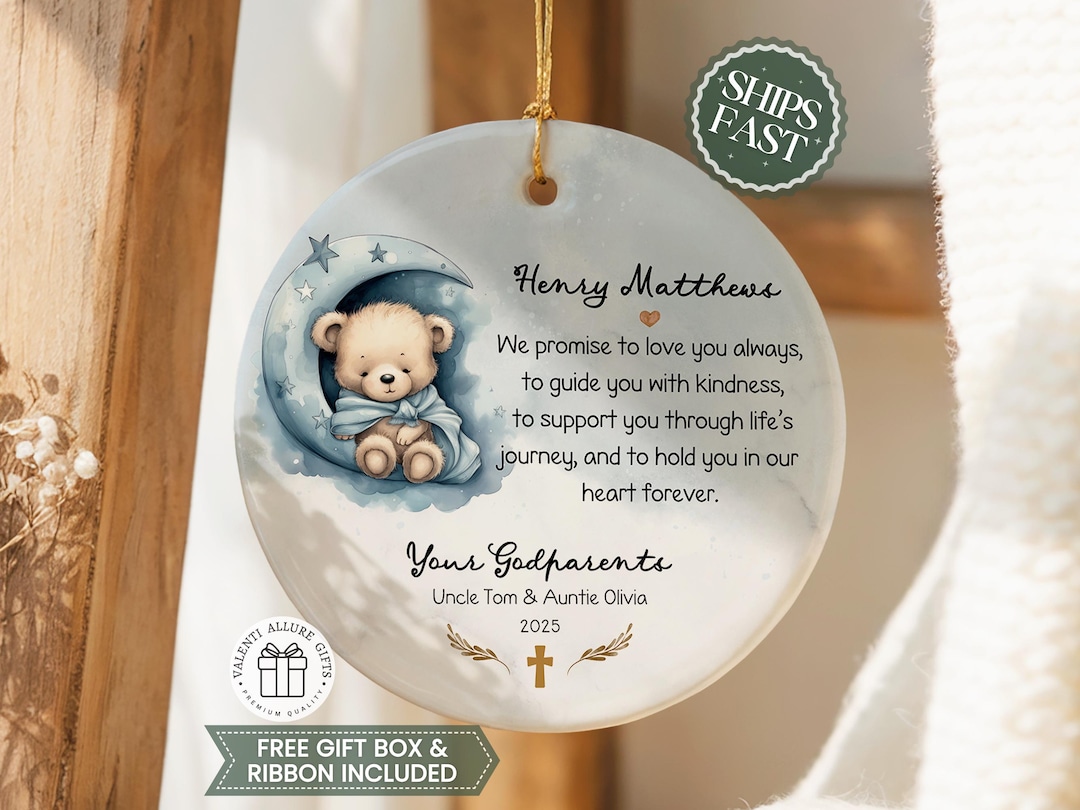 Godparents Ornament, Godchild Baptism Gift, Personalized Christening ...