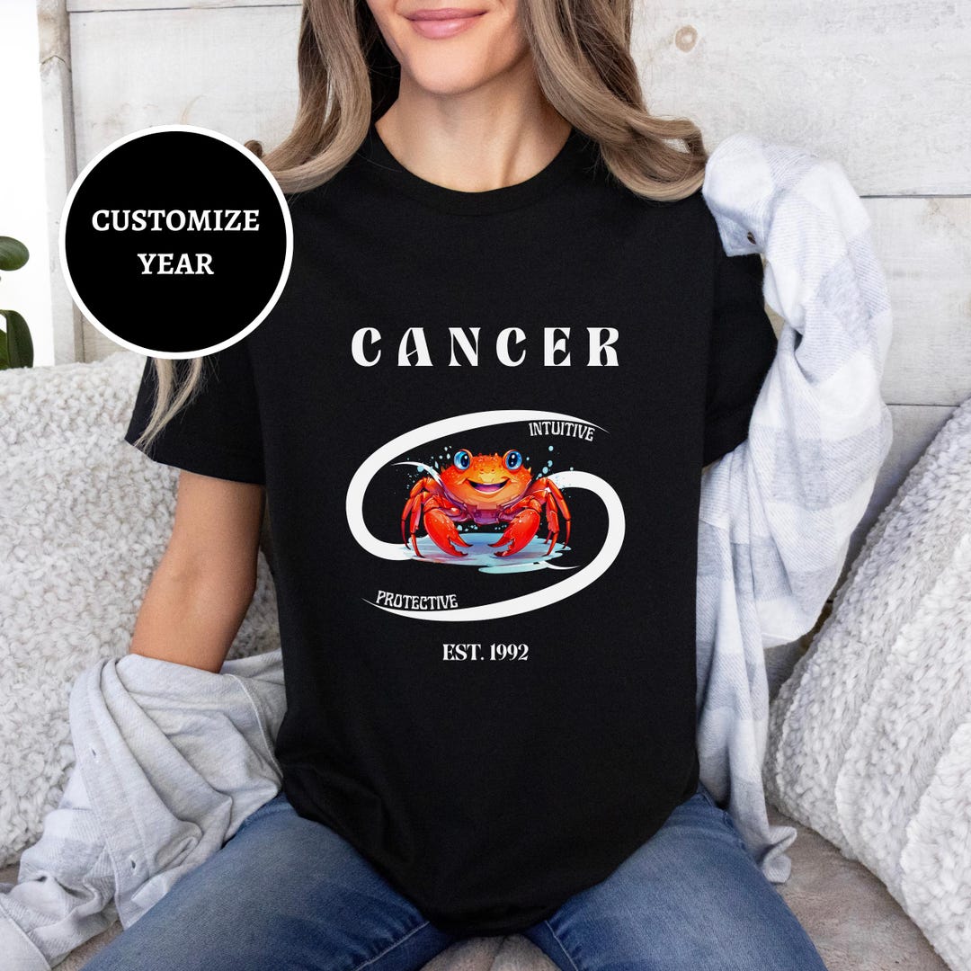 Cancer Zodiac Shirt Custom T-shirt Cartoon Crab Graphic Tee ...