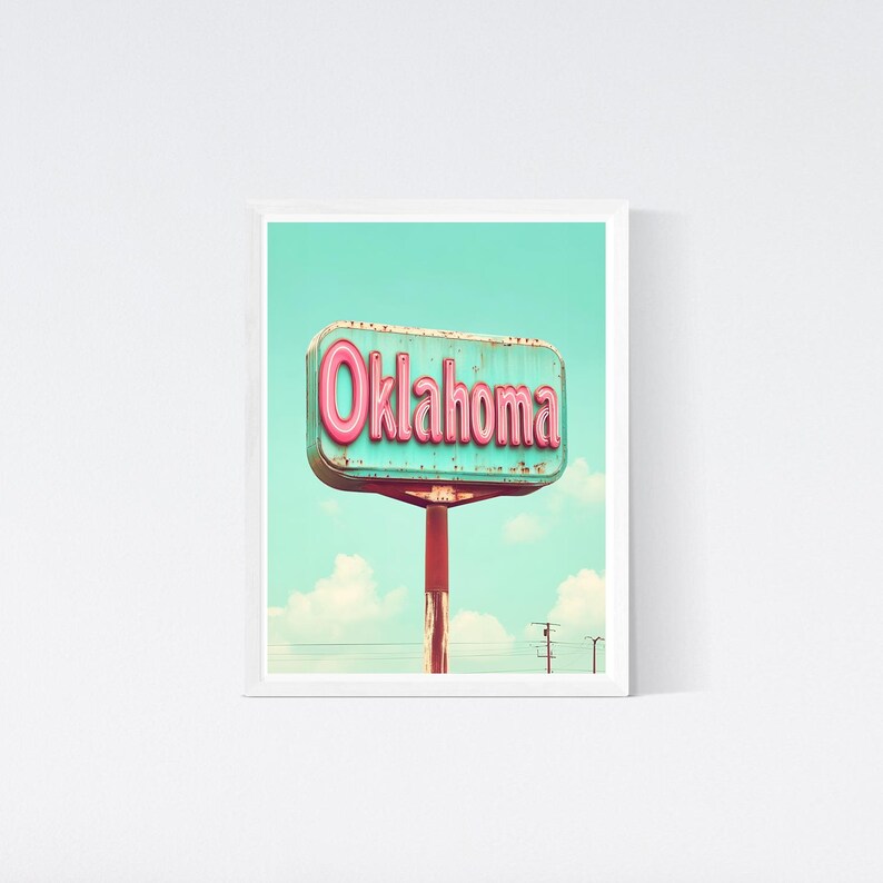 Vintage Oklahoma Sign Print Retro Poster Nostalgic Wall Decor - Etsy