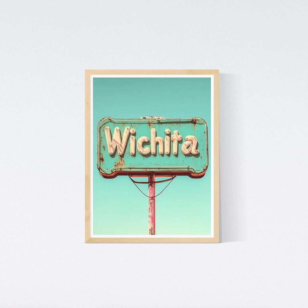 Vintage Wichita Sign Print Retro Kansas Wall Art Poster - Etsy