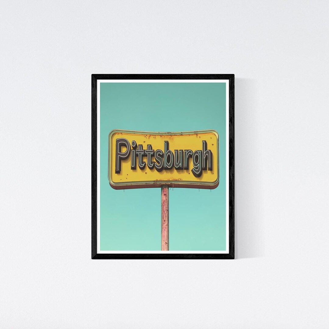 Pittsburgh Retro Sign Poster Vintage Pennsylvania Wall Art Print - Etsy