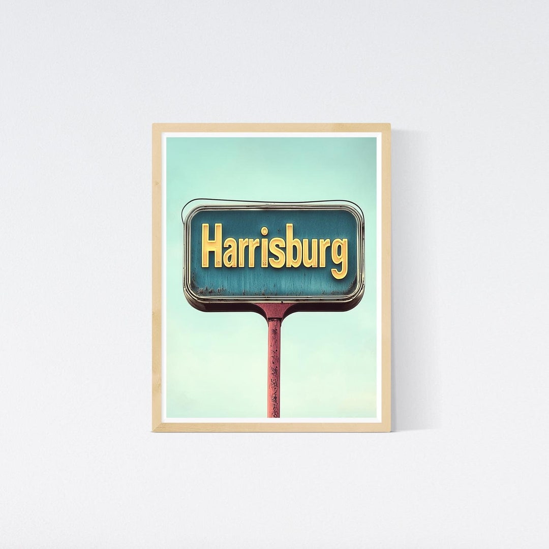 Vintage Harrisburg Sign Print Retro Pennsylvania Wall Art Poster - Etsy