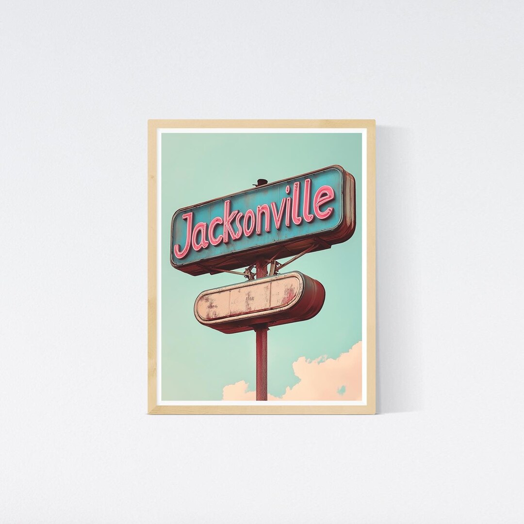 Vintage Jacksonville Sign Print Retro Florida Wall Art Poster - Etsy
