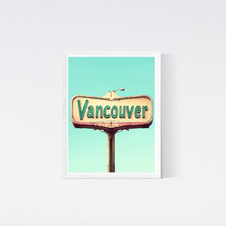 Vintage Vancouver Sign Print Retro Washington Wall Art Poster - Etsy