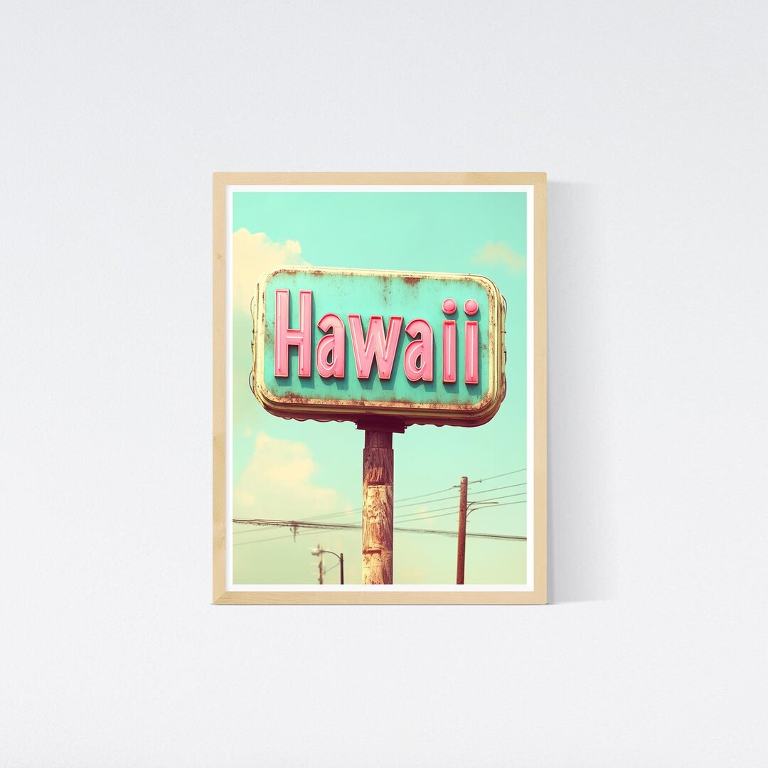 Vintage Hawaii Sign Print Retro Poster Nostalgic Wall Decor - Etsy