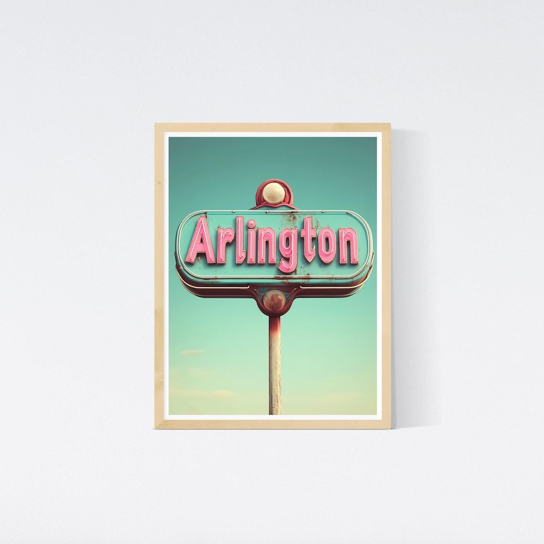 Vintage Arlington Sign Print Retro Texas Wall Art Poster - Etsy