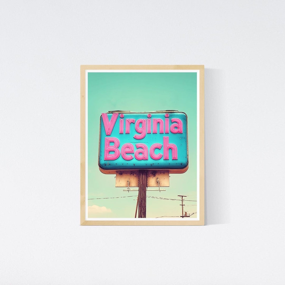 Retro Virginia Beach Sign Art Print Vintage Virginia Wall Art Modern ...