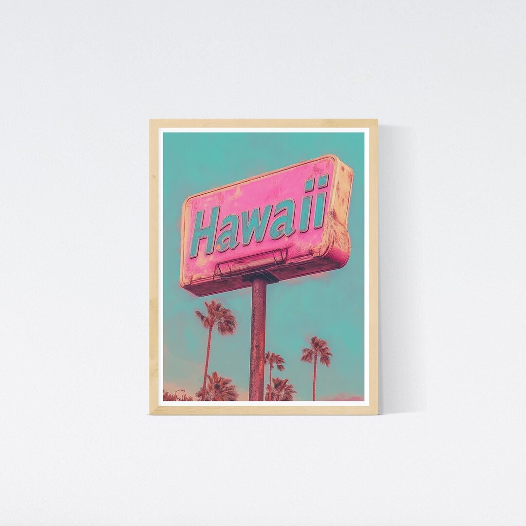 Vintage Hawaii Sign Art Print Retro Poster Nostalgic Wall Decor - Etsy
