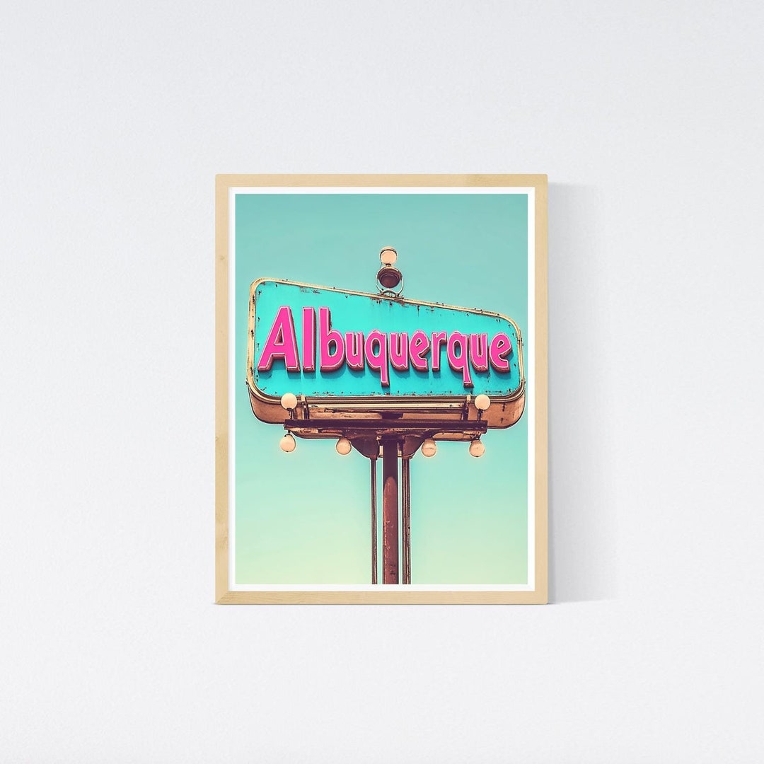 Retro Albuquerque Sign Art Print Vintage New Mexico Wall Art Modern ...