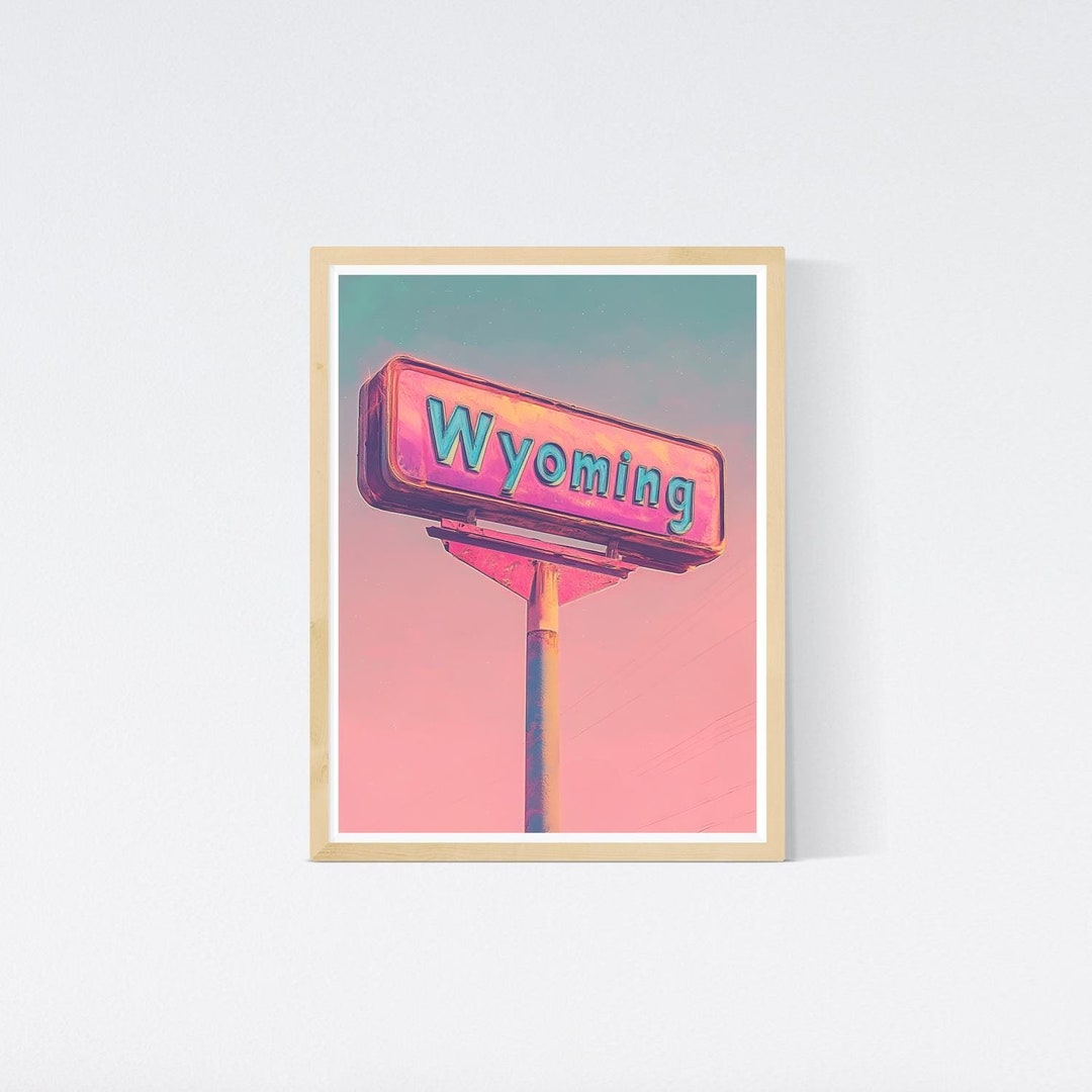 Vintage Wyoming Sign Print Retro Poster Nostalgic Wall Decor - Etsy