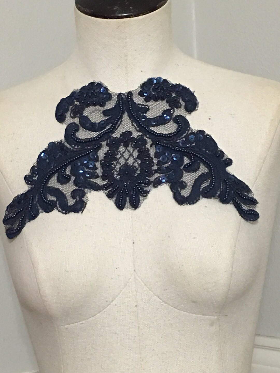 Navy Blue Beaded Appliques - Etsy