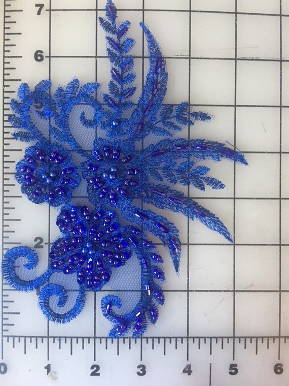 Royal Blue Beaded Appliqué - Etsy